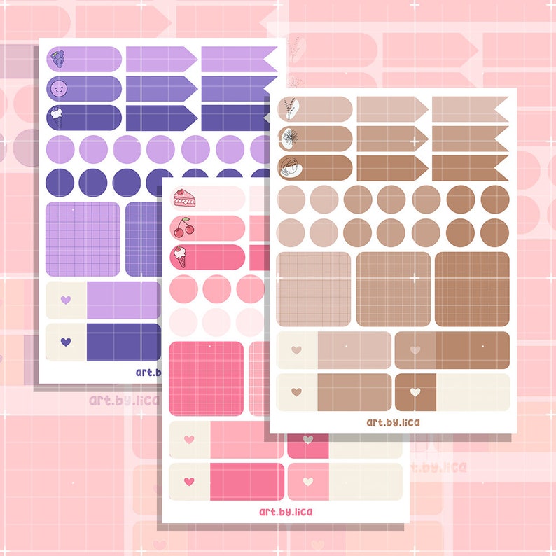 Cute Sticky Notes Printable Sticker Sheet PURPLE, PINK & BROWN - Etsy