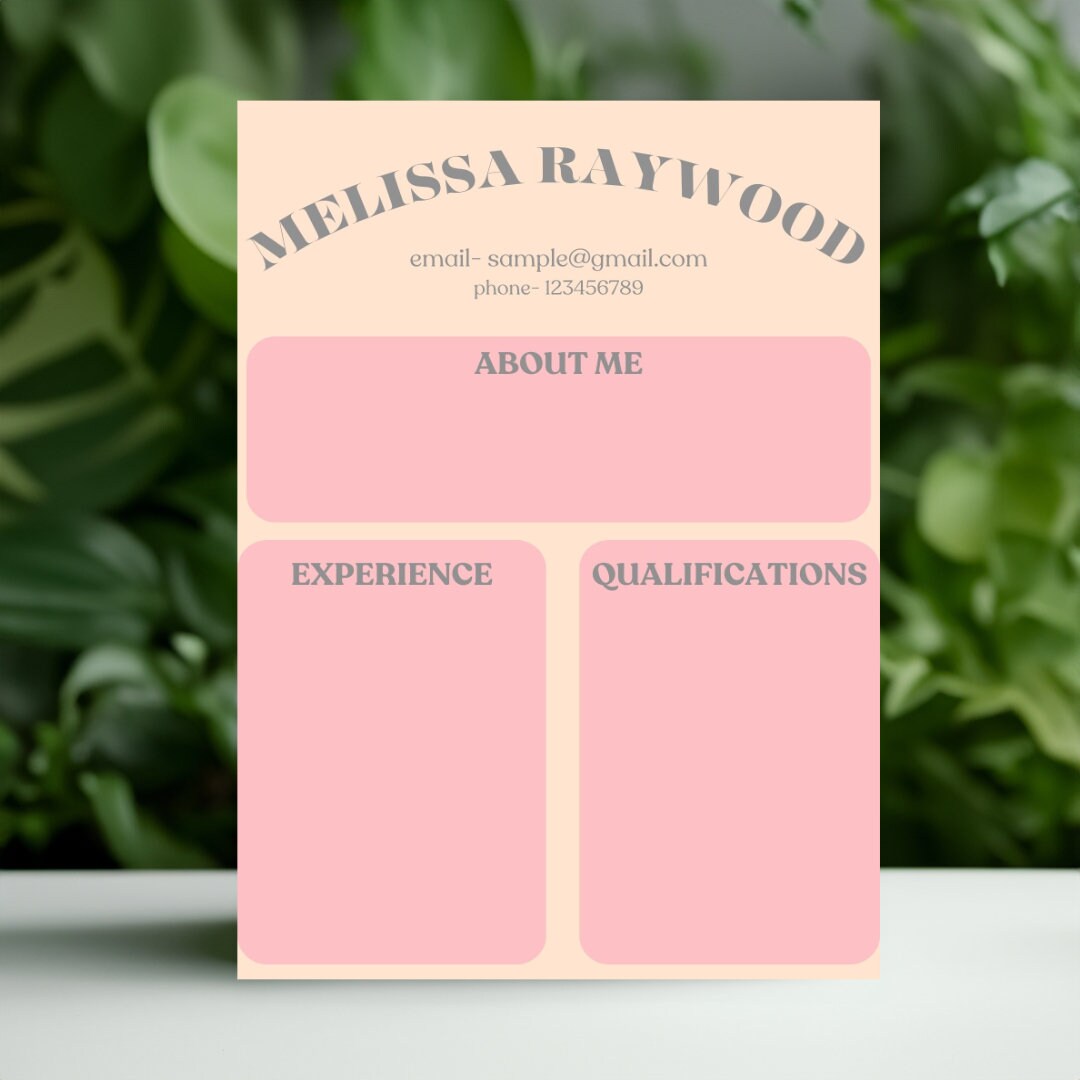 Custom Resume - Pink - Instant Download - Simple - Etsy