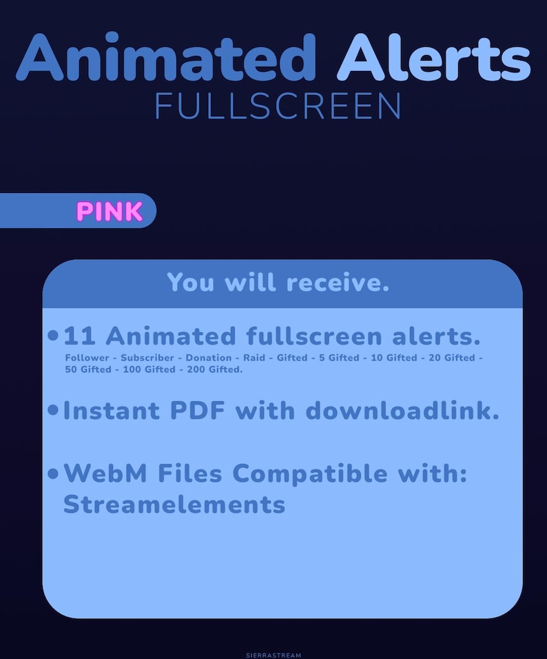 11 Pink Animated Twitch Stream Alerts | Fullscreen Webm (digital ...