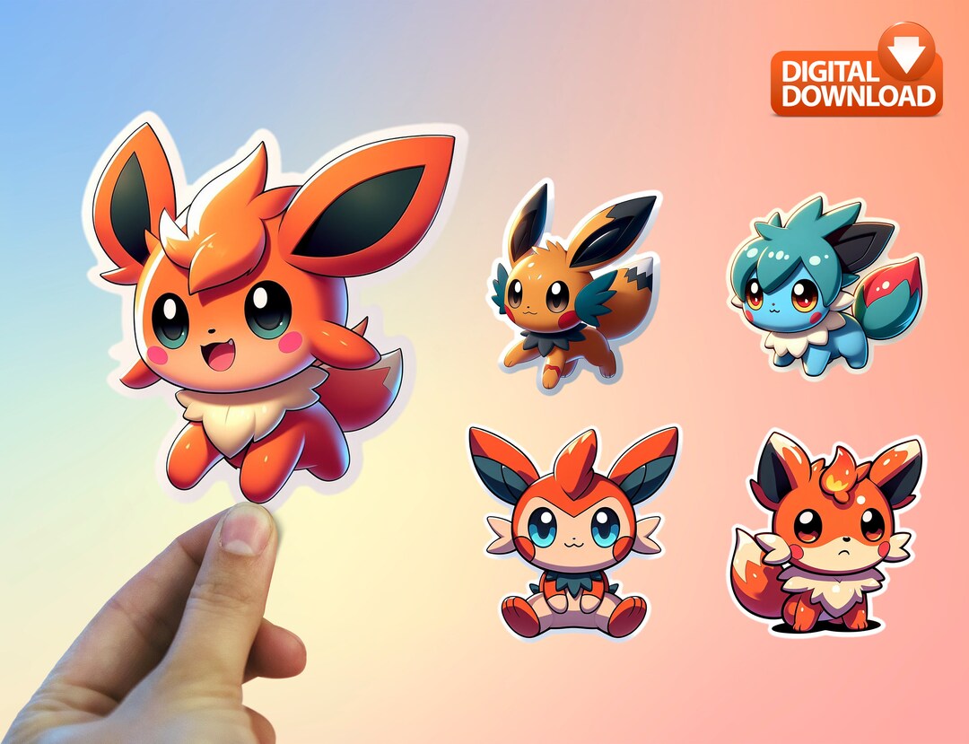 Chibi Pokemon Sticker PNG Pack, Palworld Sticker Set, Anime PNG ...
