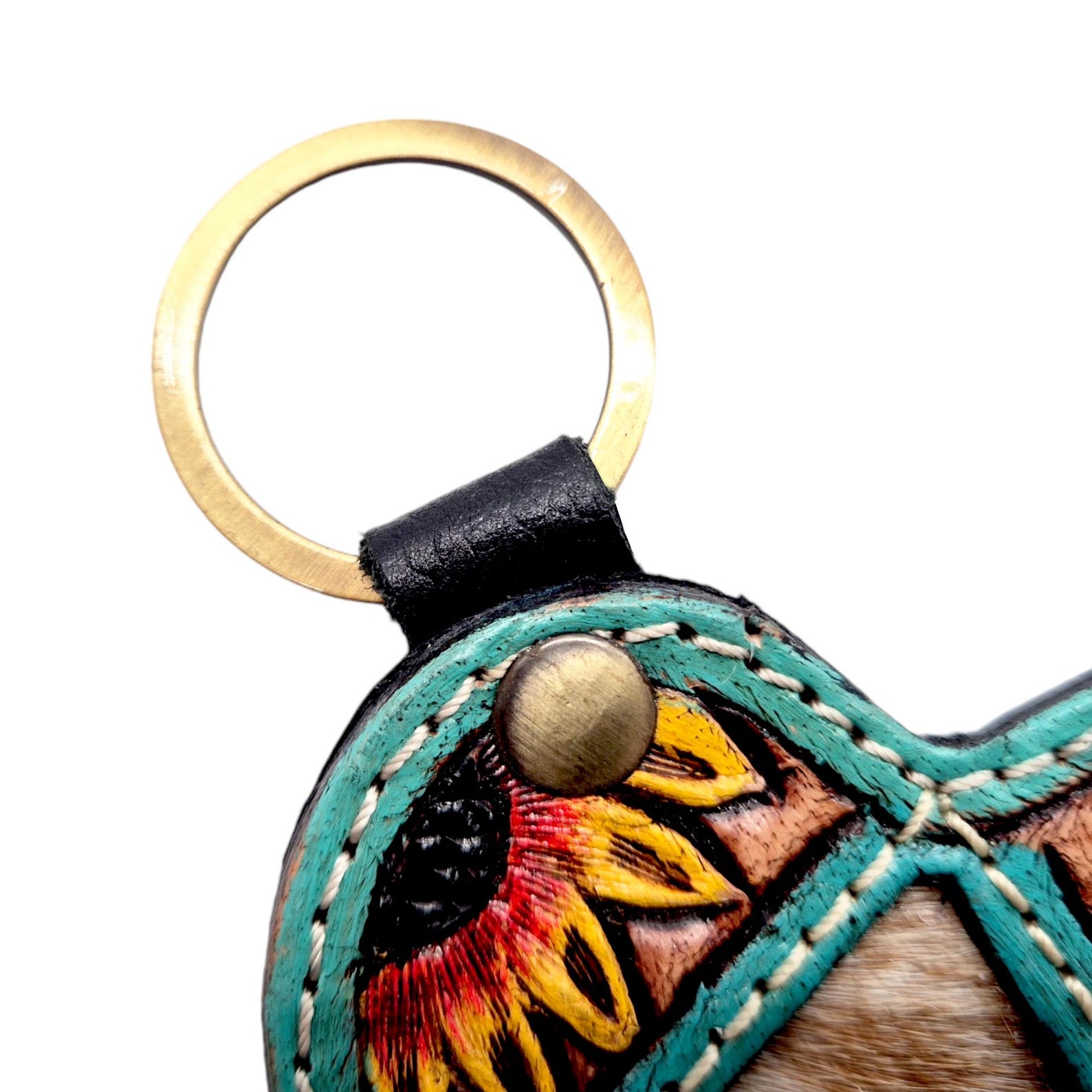 Genuine Cowhide & Tooled Leather Key Ring / Key Chain - Etsy