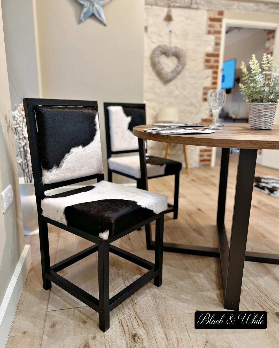 Genuine Cowhide Dining Chair, Kitchen Chairs, Accent Chair Set, Dining ...