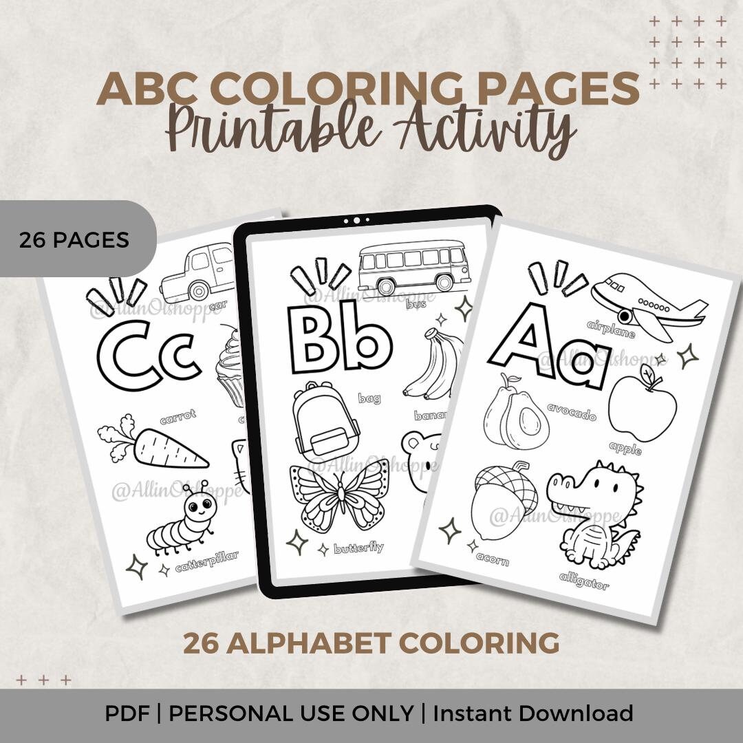 ABC Alphabet Coloring Activity, Coloring Pages, Preschool Worksheet ...