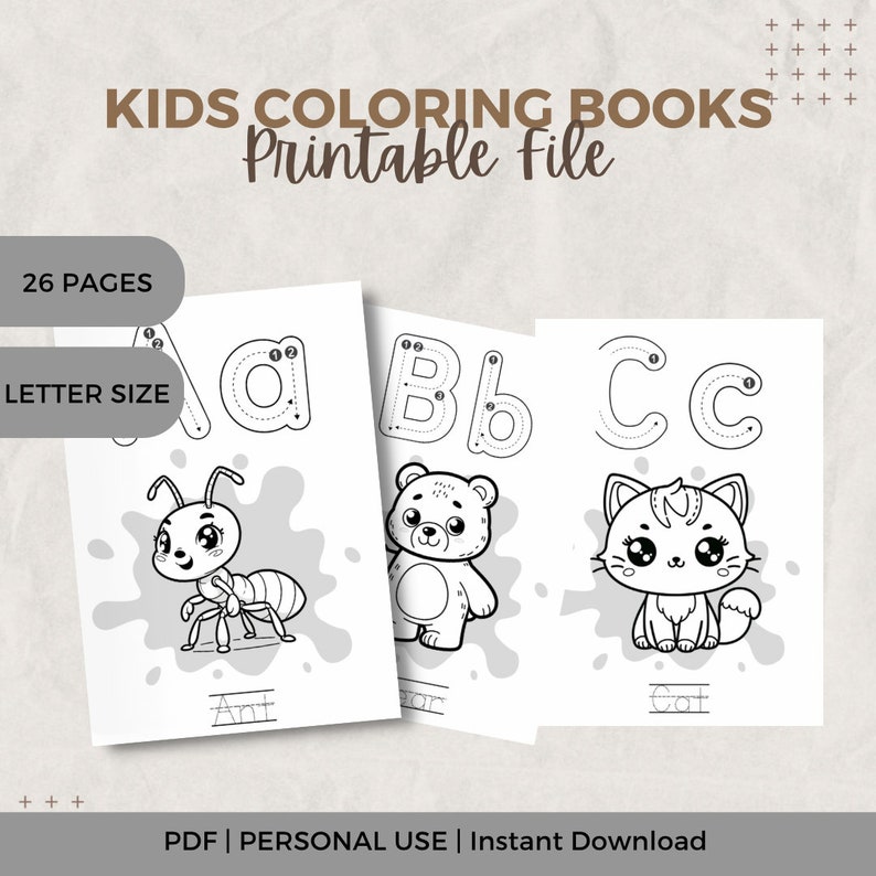 ABC Animal Coloring Book, Alphabet Coloring Pages, Colorful Activity ...