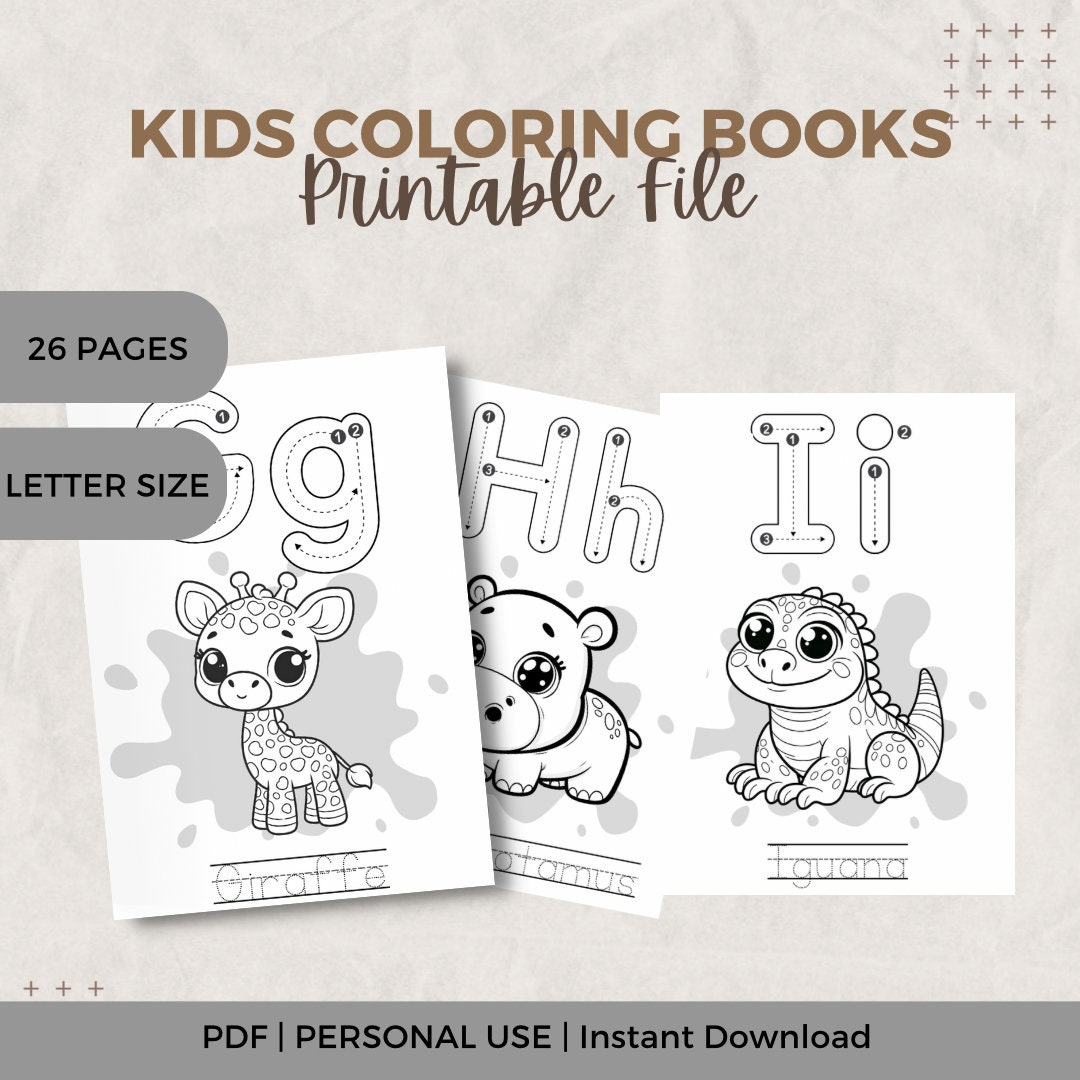 ABC Animal Coloring Book, Alphabet Coloring Pages, Colorful Activity ...