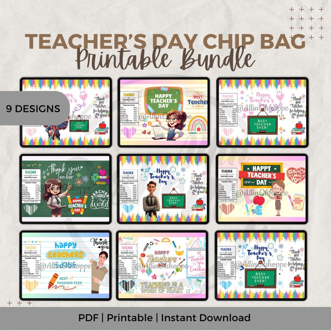 Teacher's Day Chip Bag Design, Printable Template, Teacher Appreciation ...