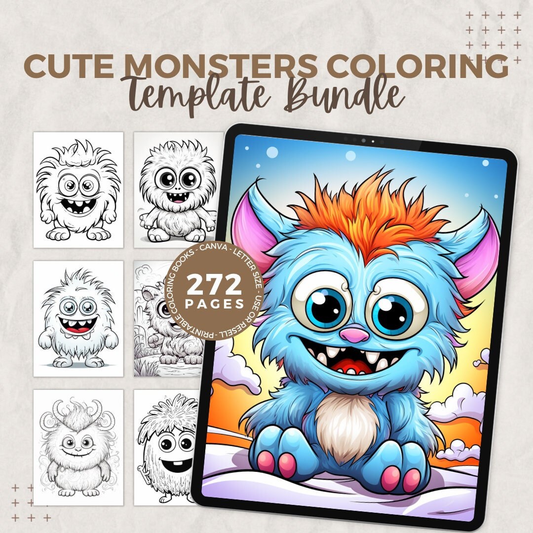 Cute Little Monsters Coloring Book, Activity Books, Educational Book ...