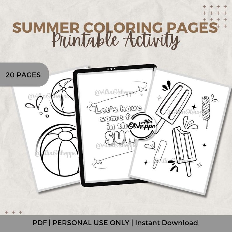 Summer Coloring Pages, Coloring Activity for Kids, Preschool Worksheet ...