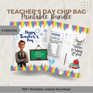 Teacher's Day Chip Bag Design, Printable Template, Teacher Appreciation ...