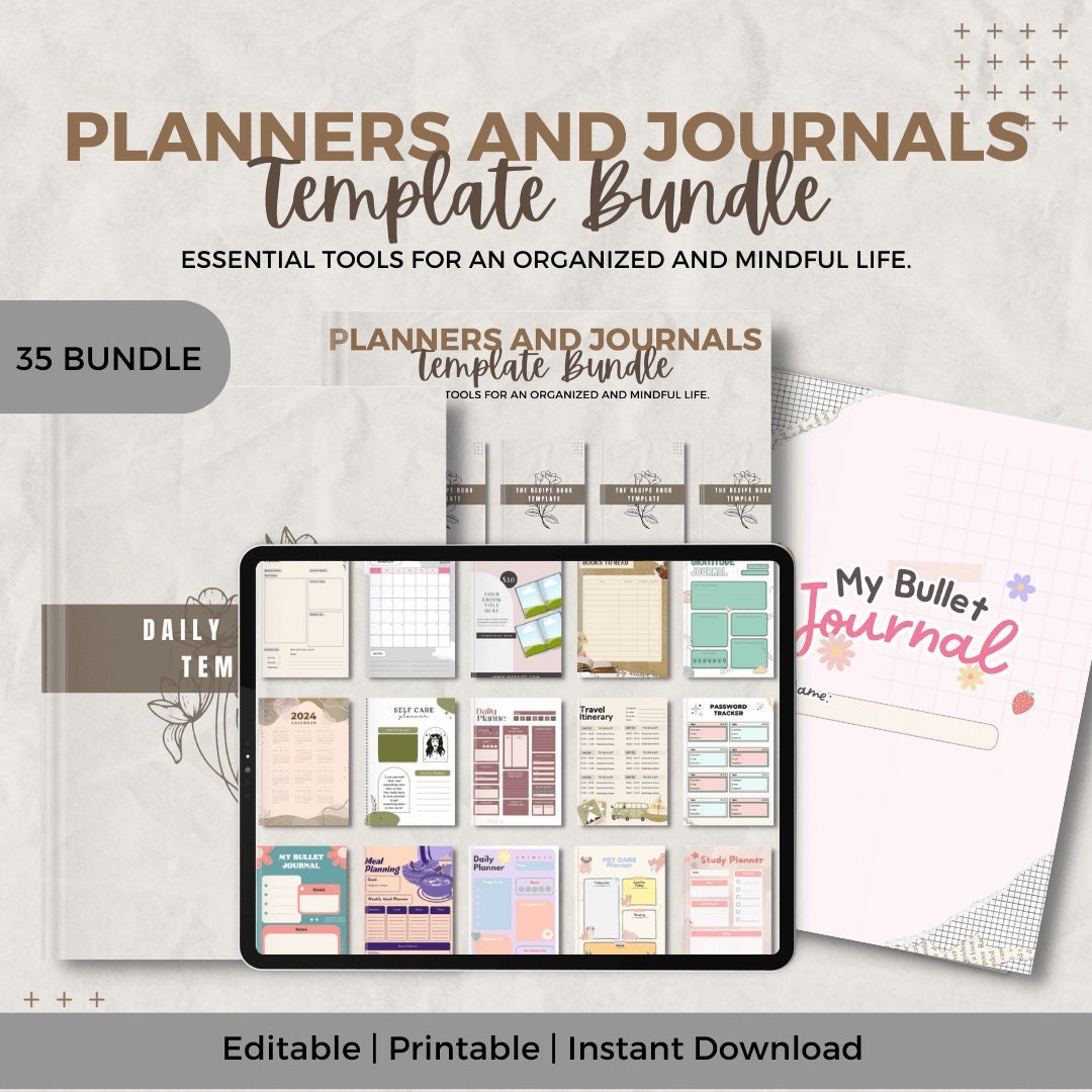 35 Bundle of Digital Planners, Journals, Digital Calendars, Templates ...