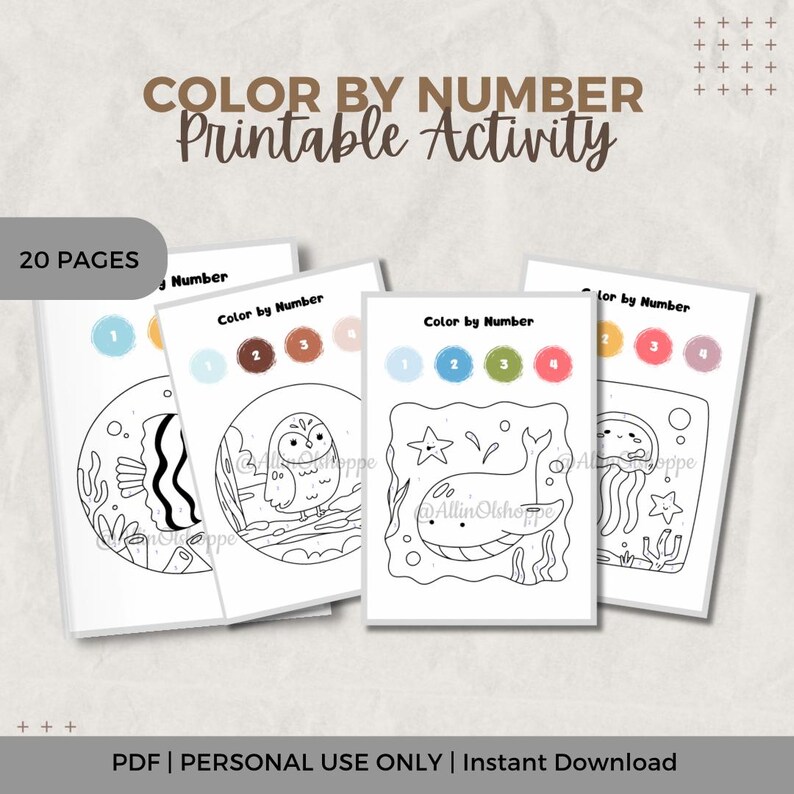Animal Color by Number Activity: Educational Preschool Worksheet (PDF ...