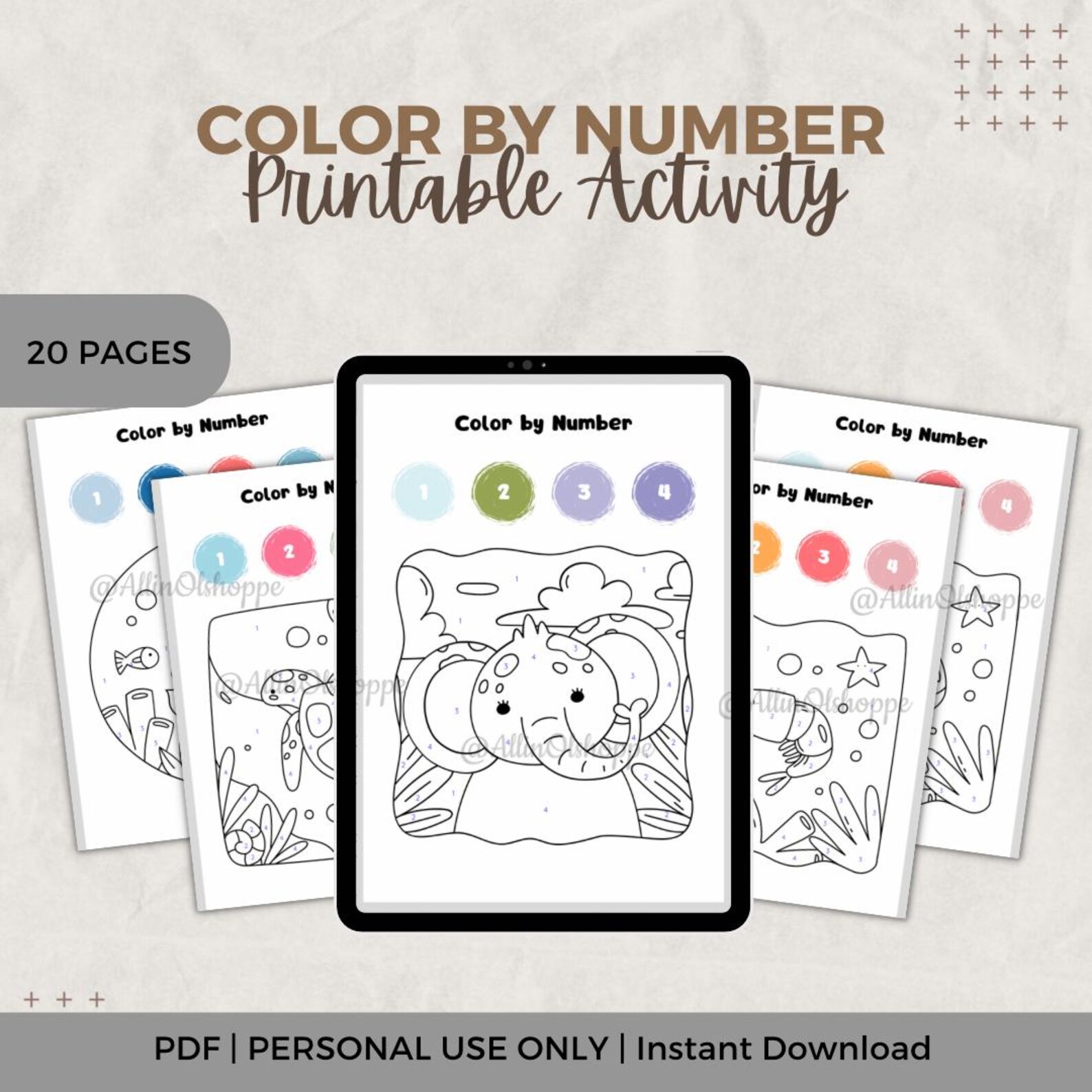 Animal Coloring Activity, Color by Number Worksheet, Color Matching ...