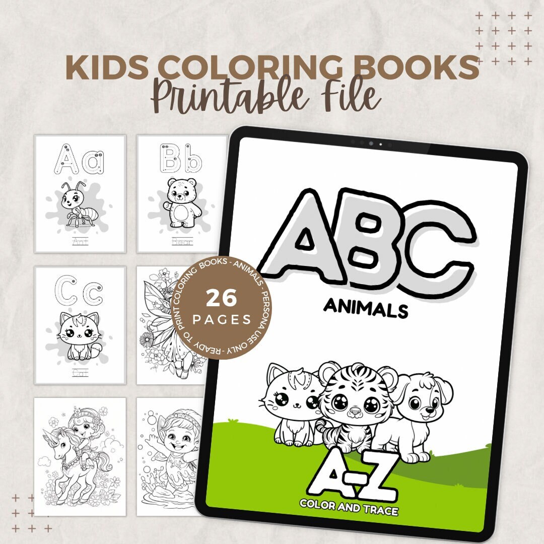 ABC Animal Coloring Book, Alphabet Coloring Pages, Colorful Activity ...