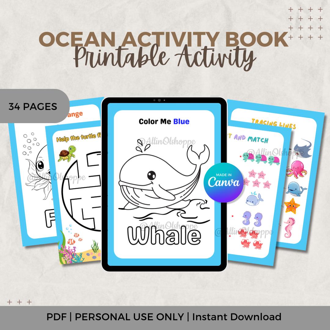 Ocean Animal Activity Book, Under the Sea Tracing Coloring Matchin ...