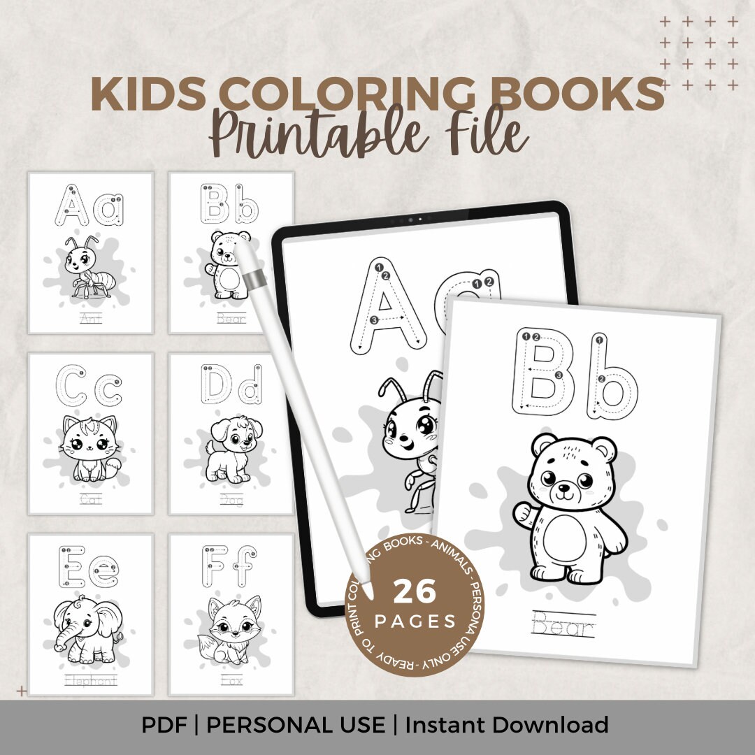 ABC Animal Coloring Book, Alphabet Coloring Pages, Colorful Activity ...