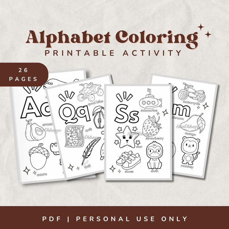 ABC Alphabet Coloring Activity, Coloring Pages, Preschool Worksheet ...