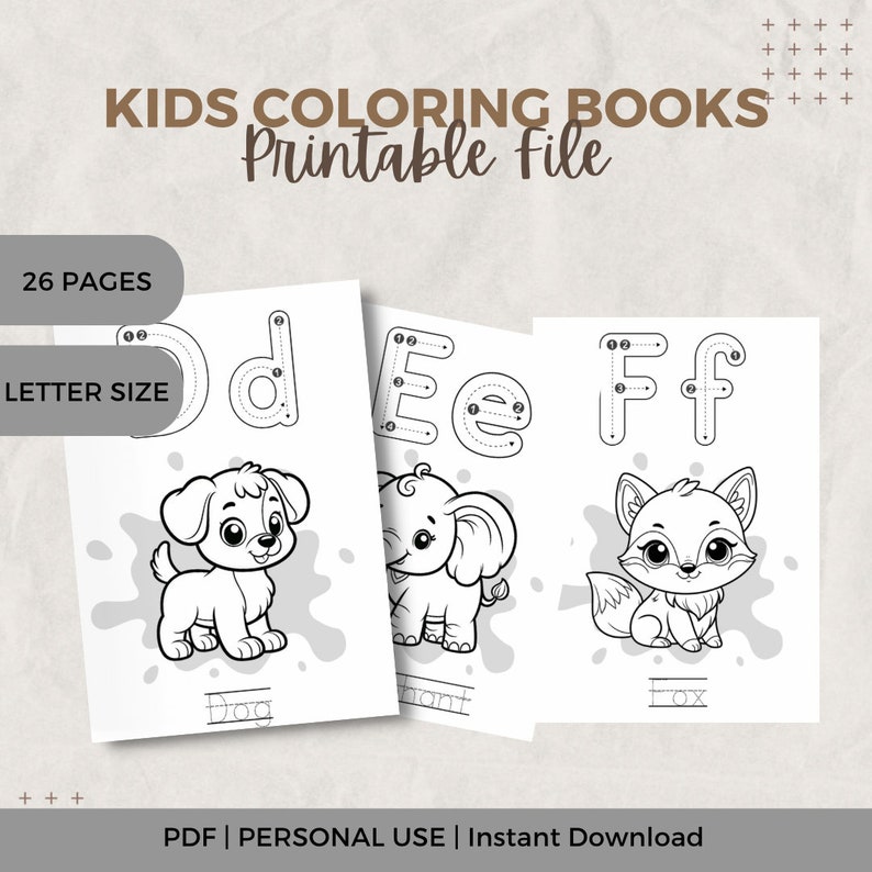 ABC Animal Coloring Book, Alphabet Coloring Pages, Colorful Activity ...