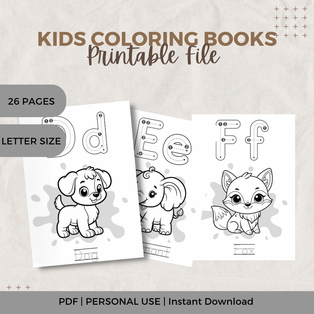 ABC Animal Coloring Book, Alphabet Coloring Pages, Colorful Activity ...