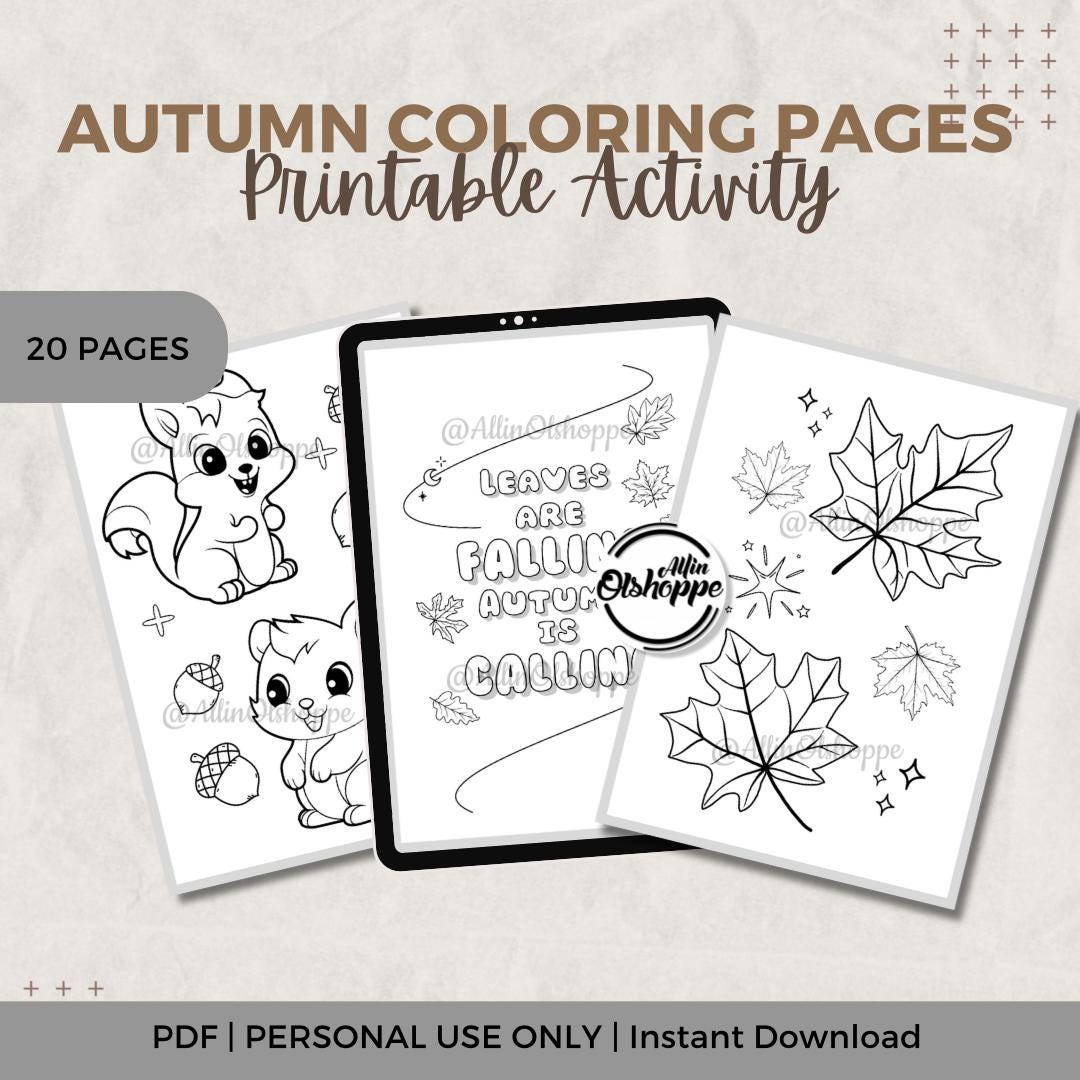Autumn Coloring Pages, Coloring Activity for Kids, Preschool Worksheet ...