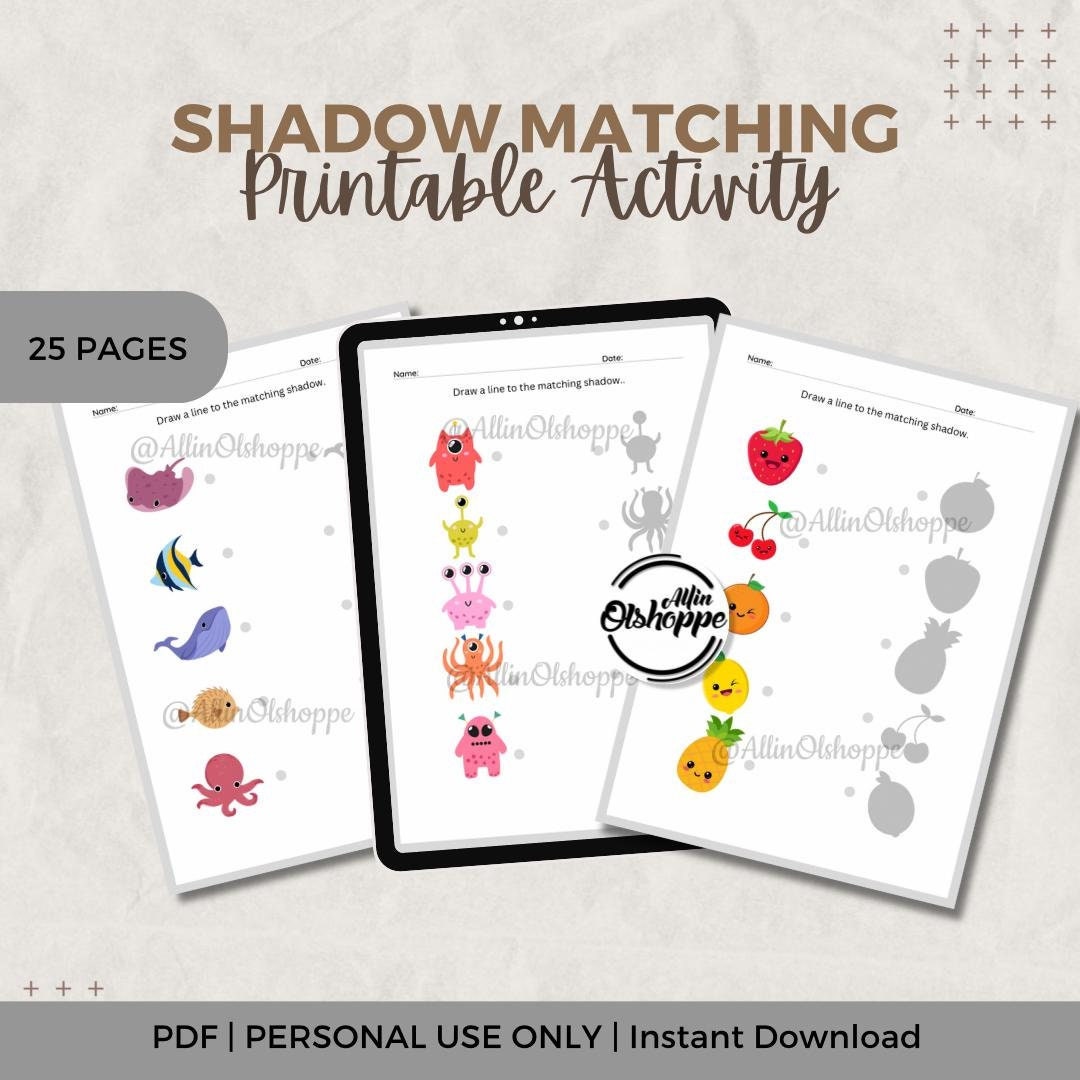 Shadow Matching Activity, Matching Images, Preschool Worksheet ...
