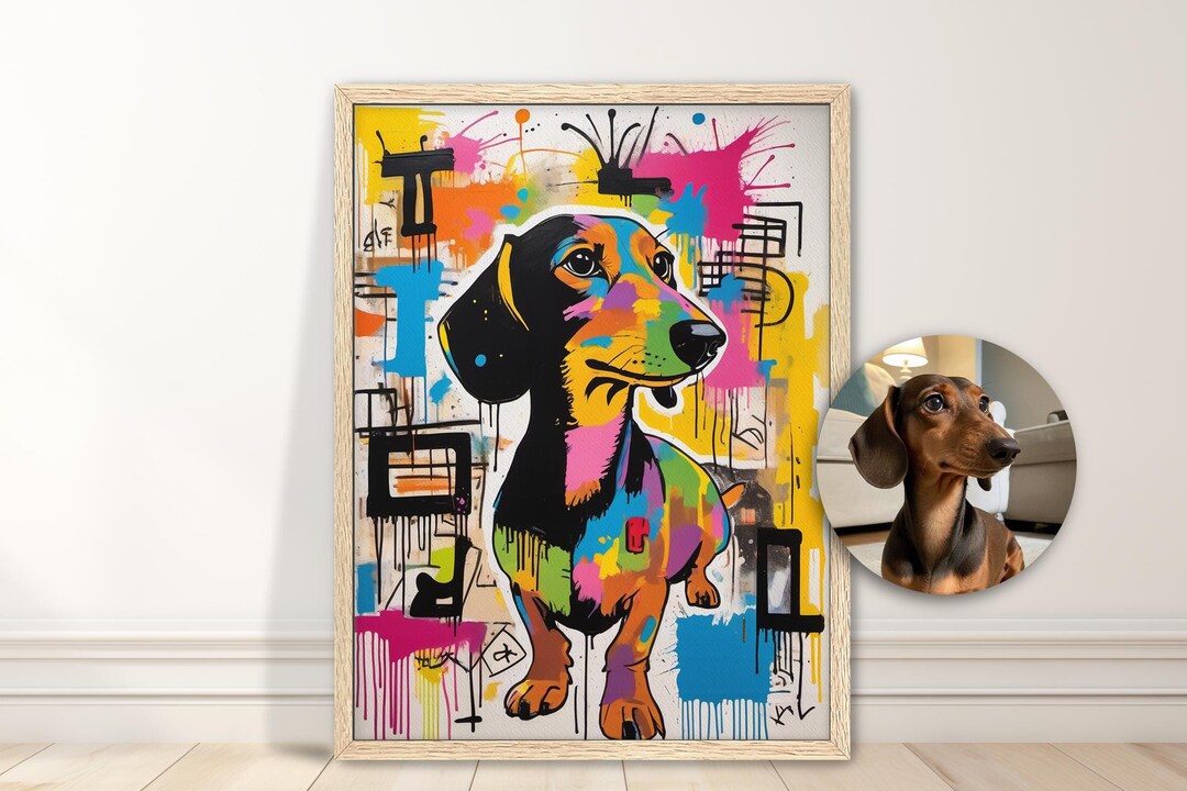 Custom Colorful Pet Portrait From Photo, Wallart Custom Dog Portrait ...