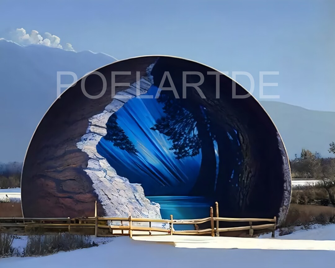 Dome With Landscape Open Ball Atmospheric Mural Sphere Artistic ...
