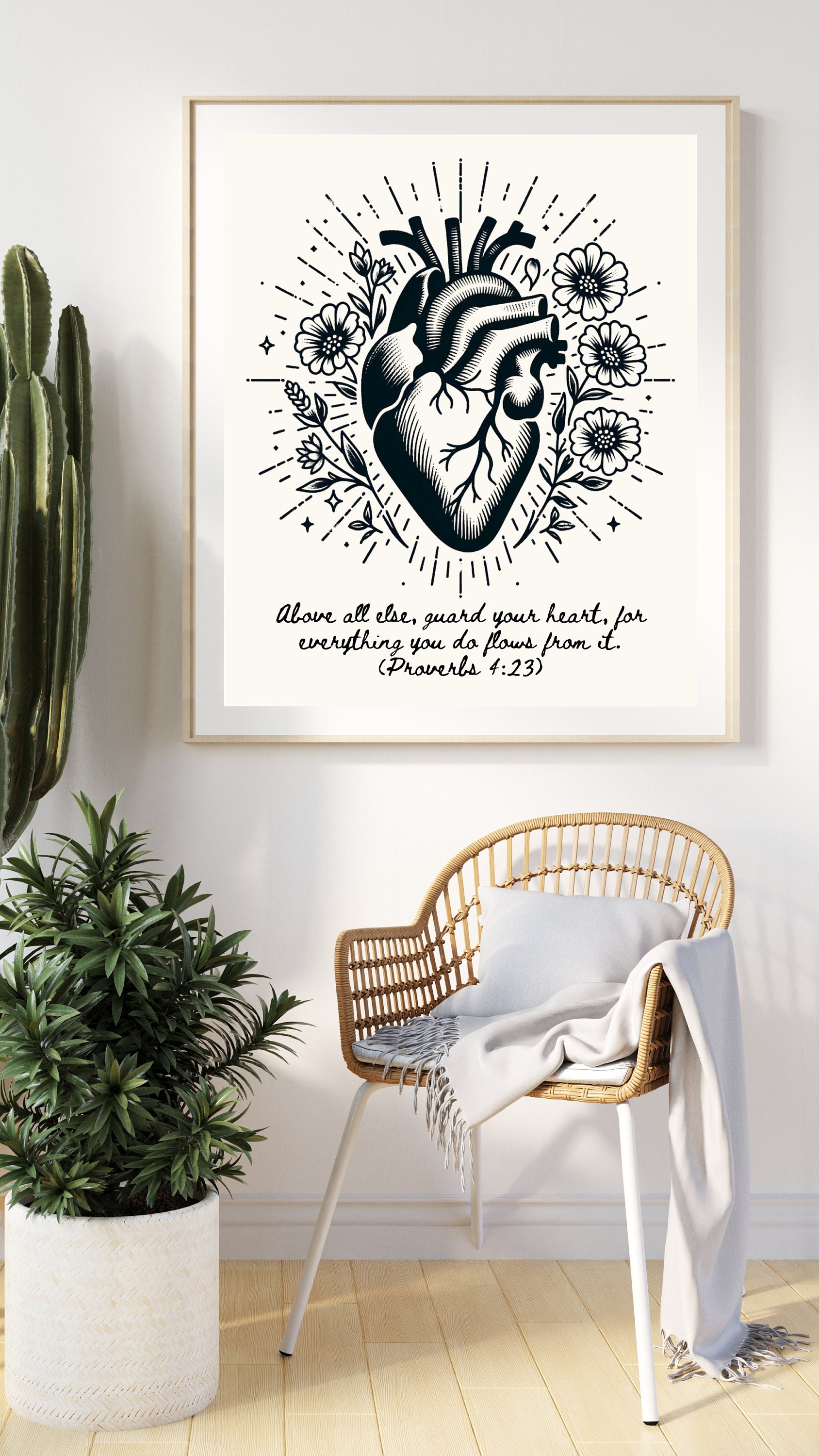 Bible Verse Wall Art, Proverbs 4:23, Encouraging Christian Poster ...