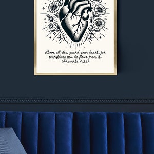 Bible Verse Wall Art, Proverbs 4:23, Encouraging Christian Poster ...
