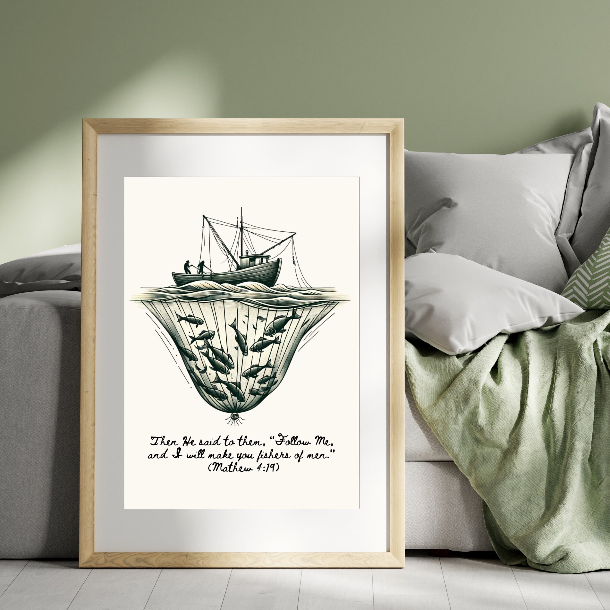 Bible Verse Wall Art, Mathew 4:19, Encouraging Christian Poster ...