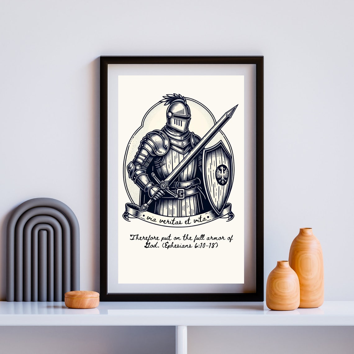 Bible Verse Wall Art, Ephesians 6:10-18, Encouraging Christian Poster ...