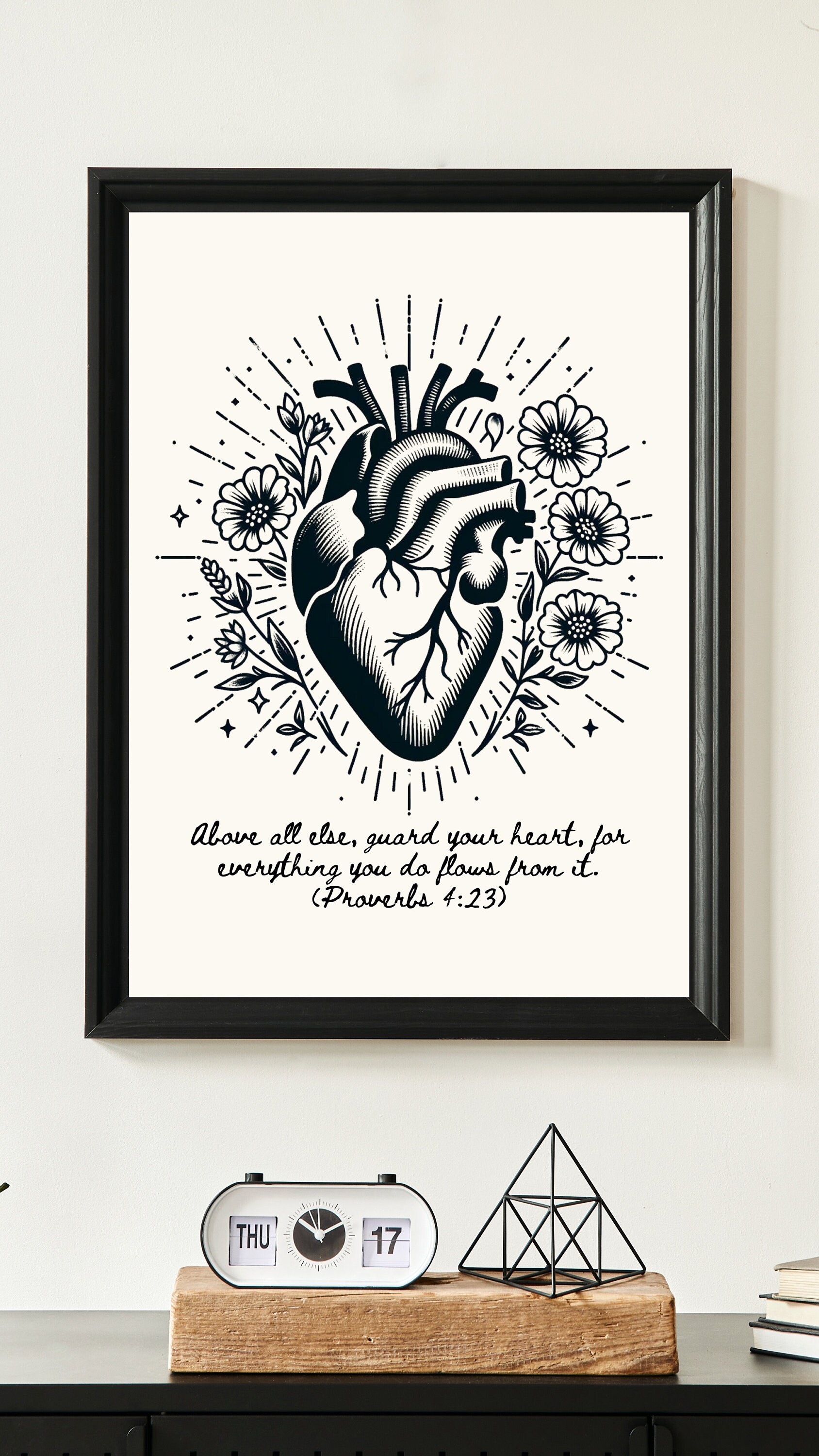 Bible Verse Wall Art, Proverbs 4:23, Encouraging Christian Poster ...