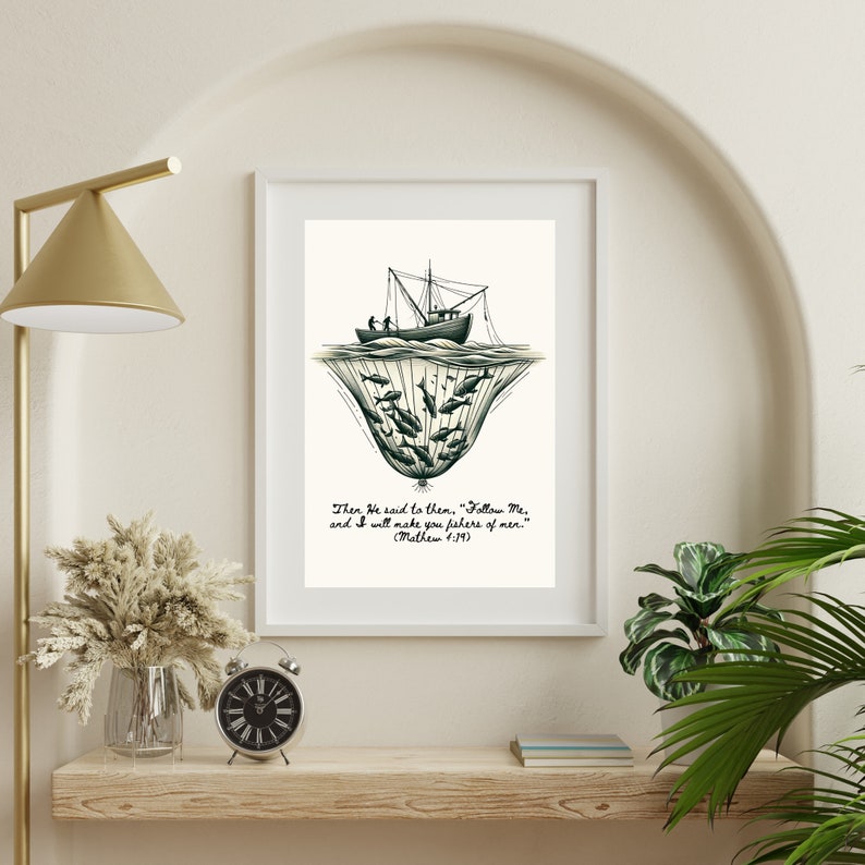 Bible Verse Wall Art, Mathew 4:19, Encouraging Christian Poster ...