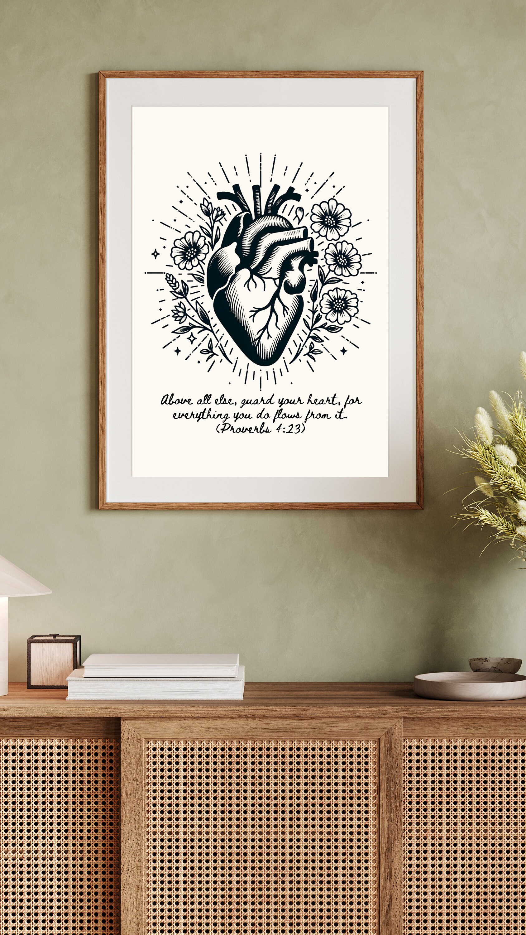 Bible Verse Wall Art, Proverbs 4:23, Encouraging Christian Poster ...