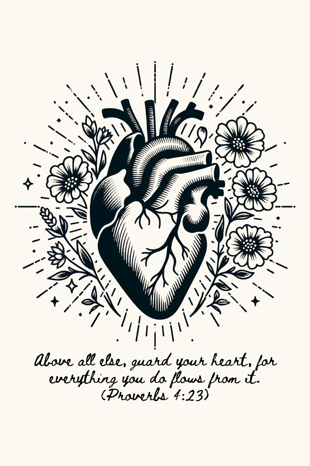 Bible Verse Wall Art, Proverbs 4:23, Encouraging Christian Poster ...