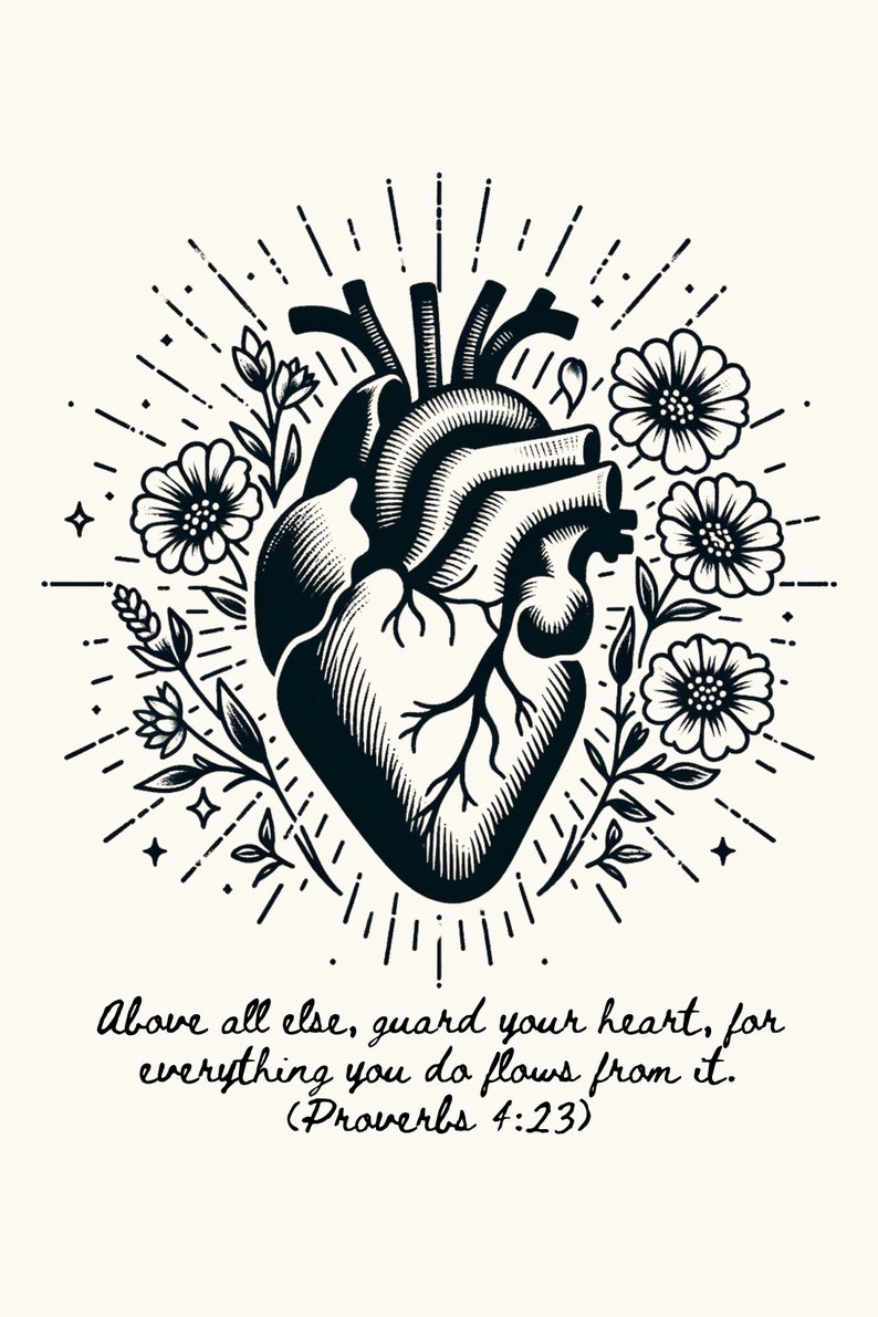 Bible Verse Wall Art, Proverbs 4:23, Encouraging Christian Poster ...