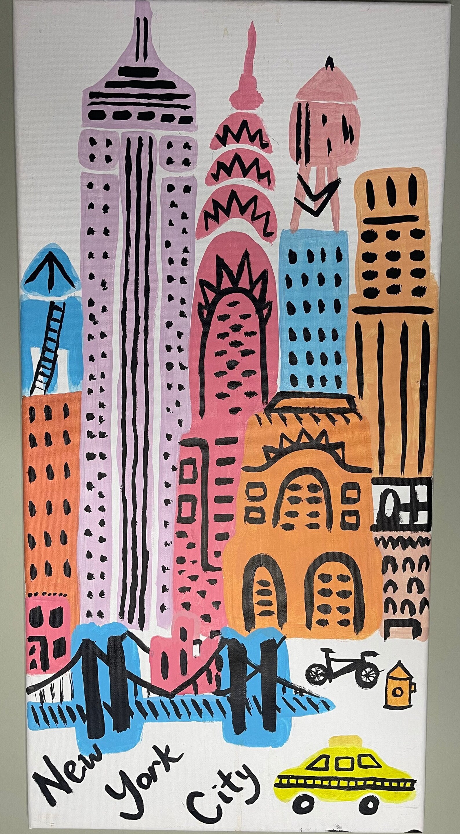 Vibrant Hand-painted Abstract New York City Landscape Artwork | Unique ...
