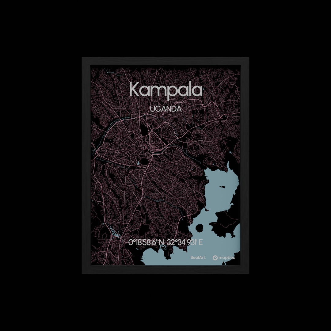 Kampala Framed Art Map. Independent Art Made by Beatart® Studio. - Etsy