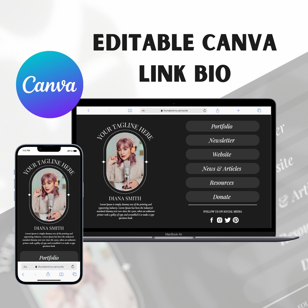Link in Bio Template Canva Linktree Canva Template Customizable Link in Bio - Etsy