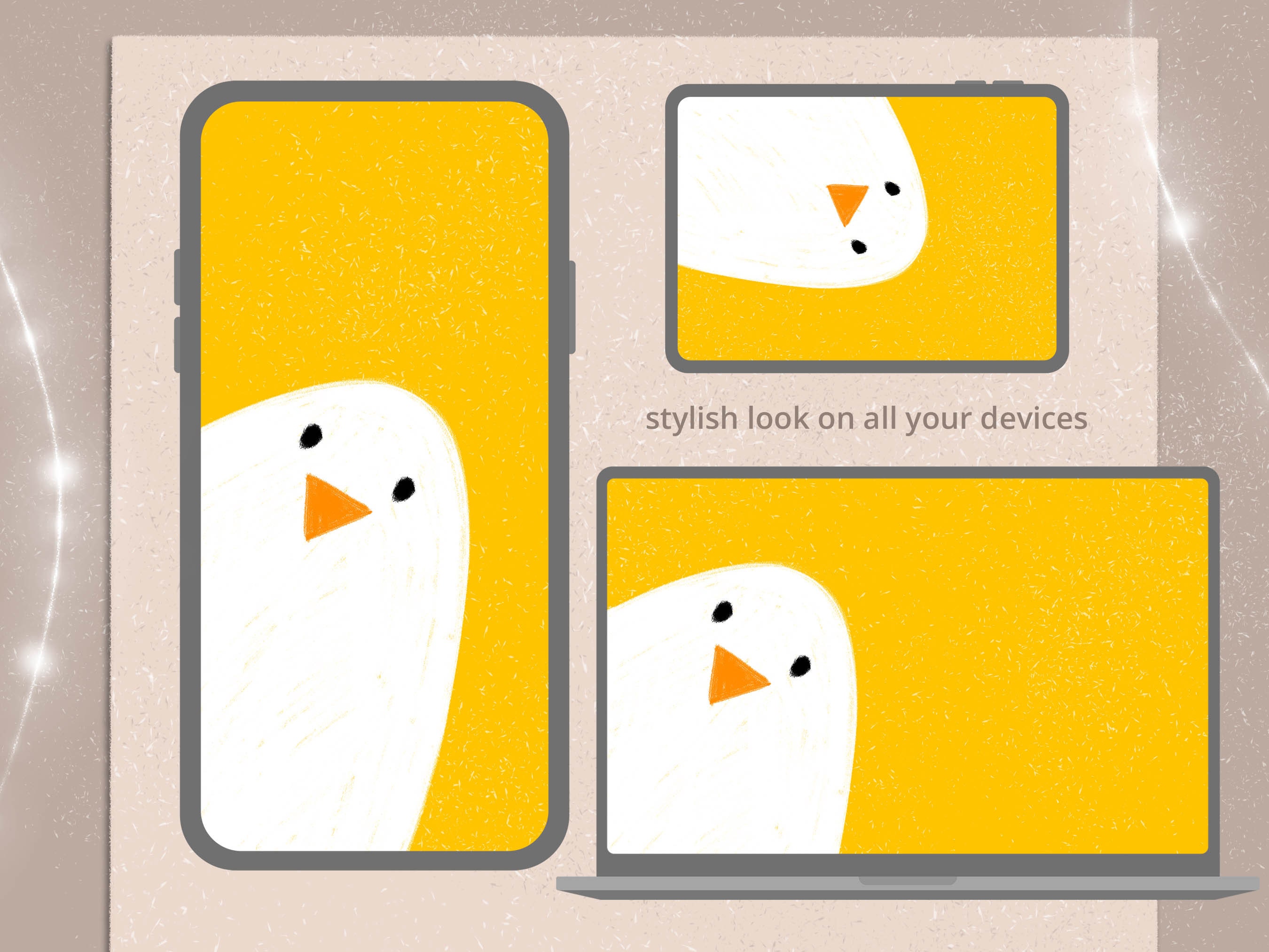 Cute White Goose 4k Yellow Wallpaper, Phone Laptop Tablet, Lovely ...