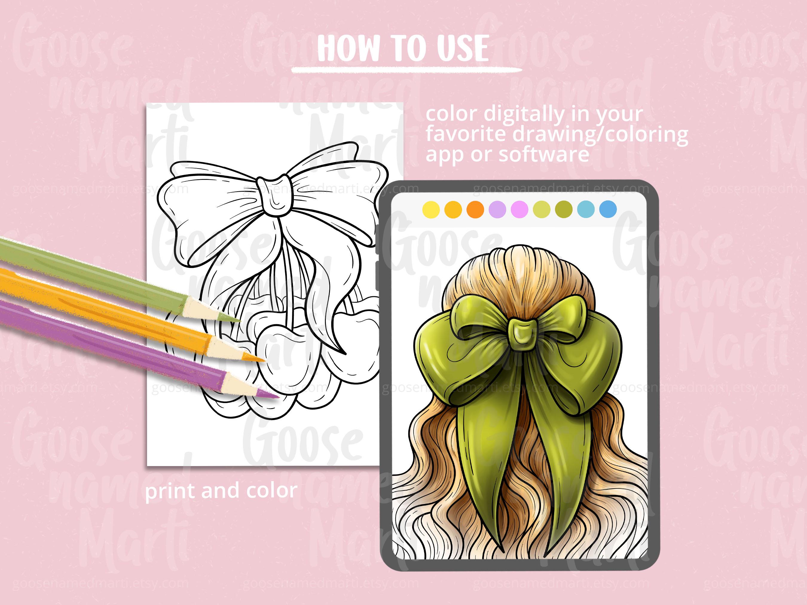 Coquette Coloring Pages, Aesthetic Coloring Pages, Cherry Coquette Bow ...