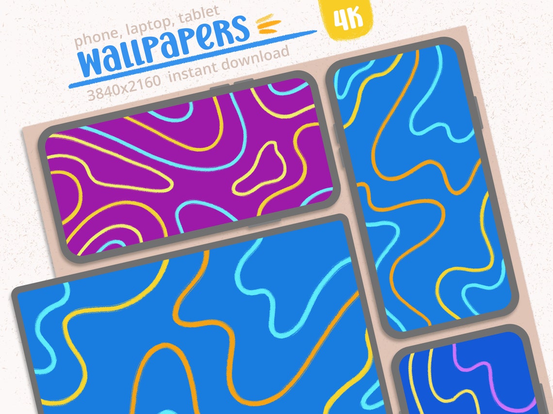 Colorful Lines 4k Wallpapers Phone Laptop, Hand-drawn Background, Lock ...