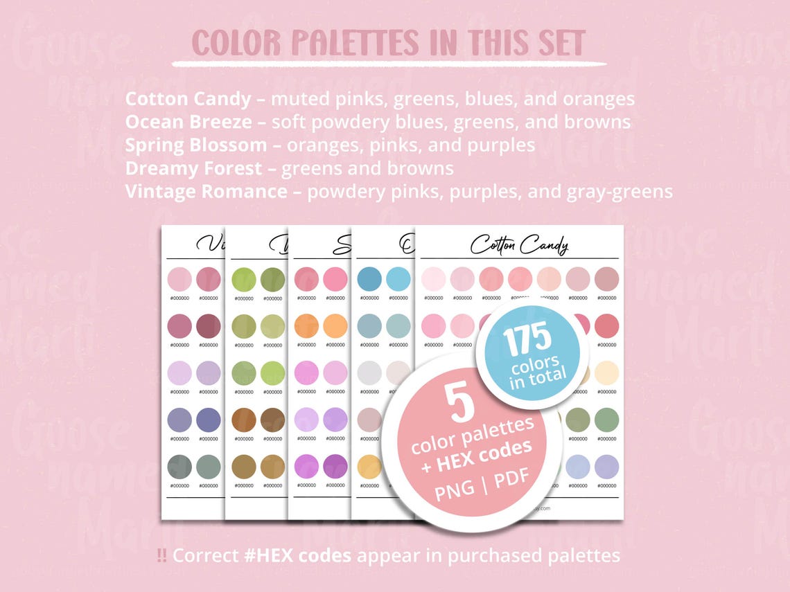 5 Pastel Color Palettes: Soft Color Combinations With HEX Codes (PDF ...