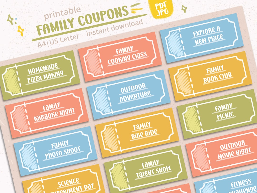 Printable Coupon Book for Family Family Bonding Activities Family Fun ...