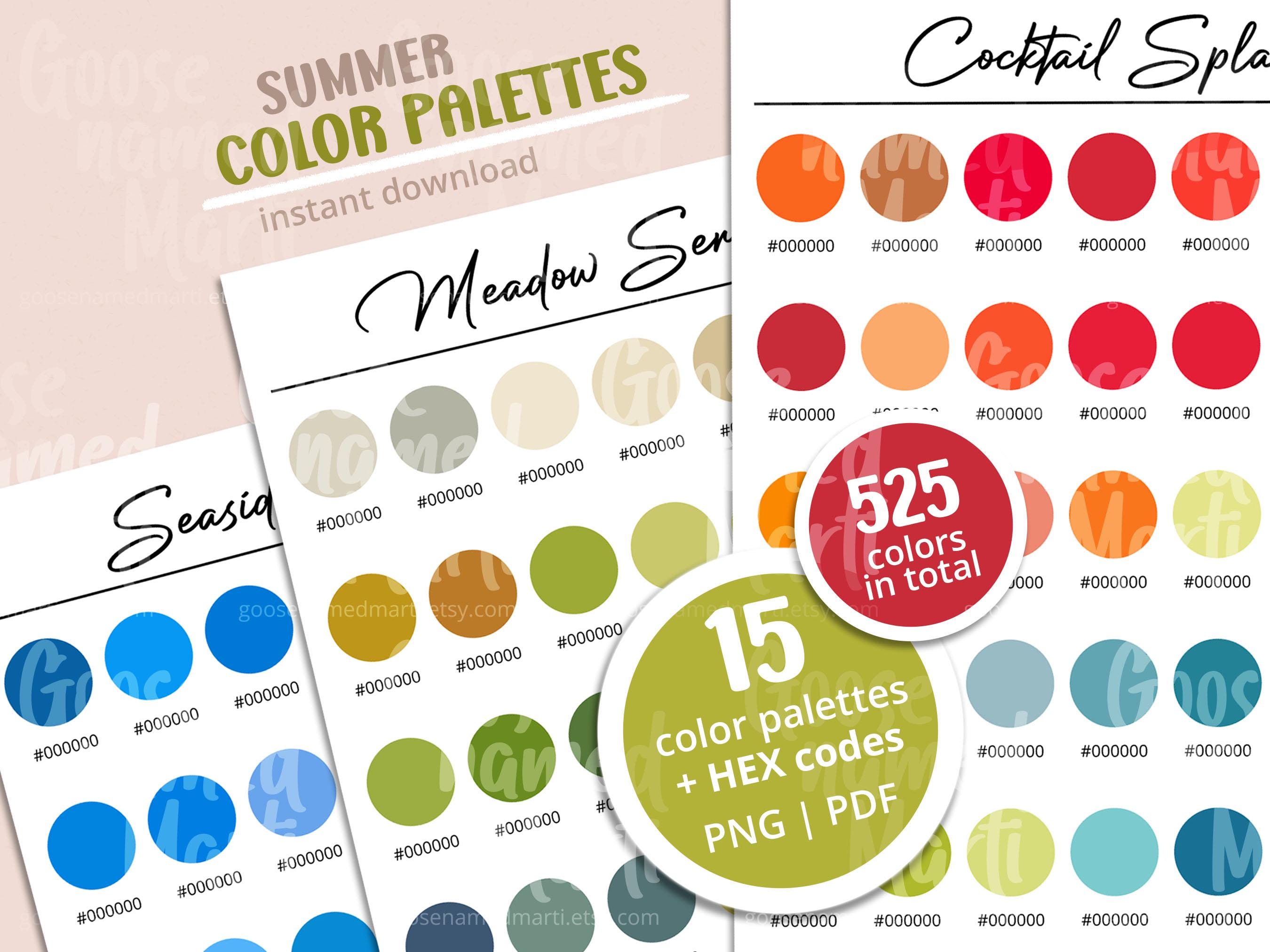 Seasonal Summer Color Palettes, Vibrant Color Schemes, Color Chart, HEX ...