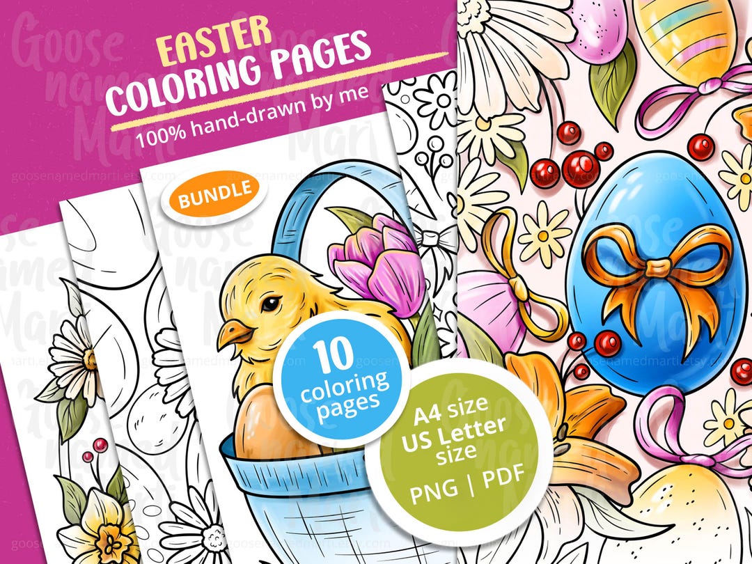 Easter Coloring Pages Bundle, Coloring Pages Bunny, Easter Eggs ...