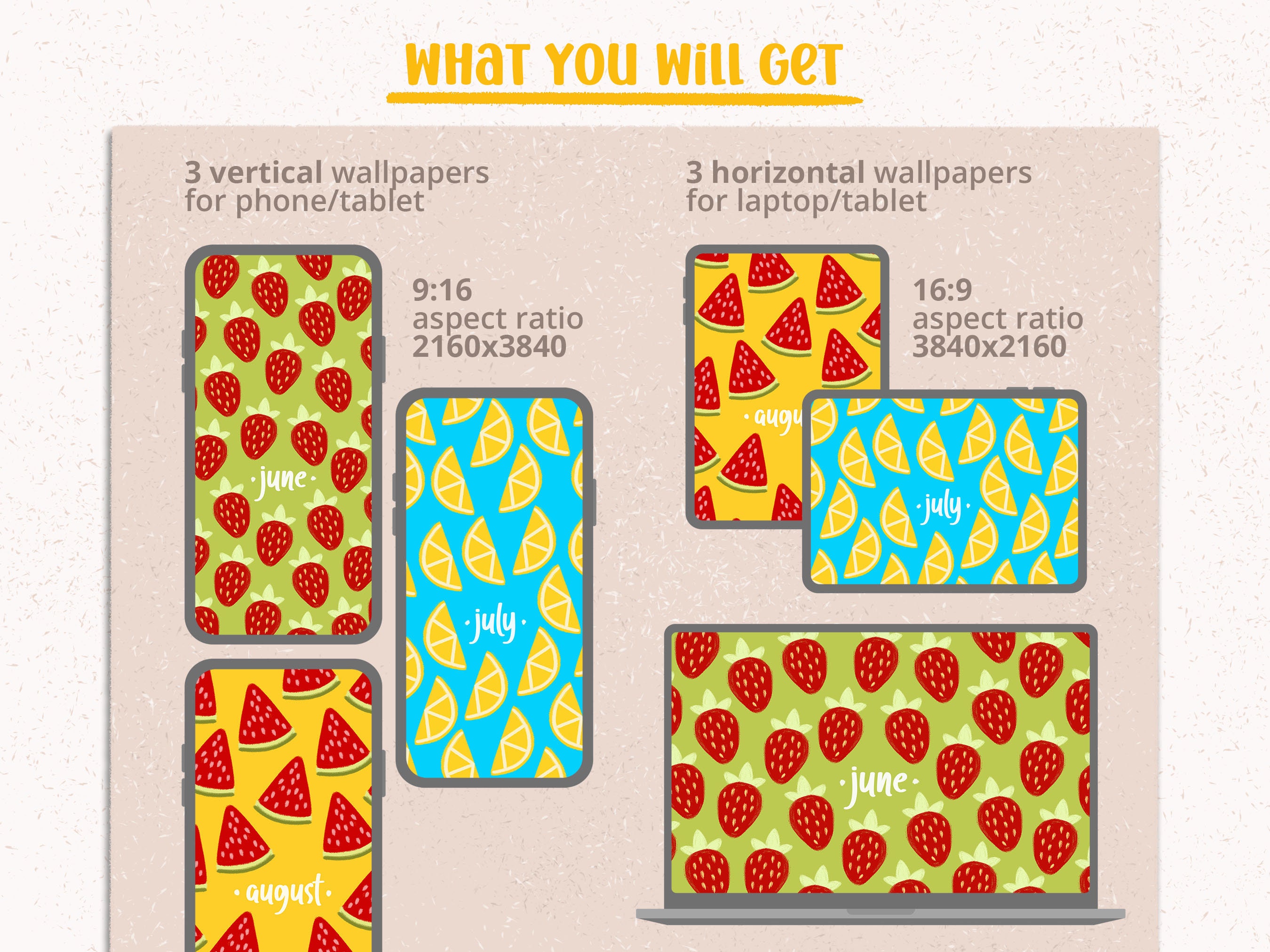 Summer Fruits 4k Wallpaper Phone Laptop, Every Month Background, Lock ...