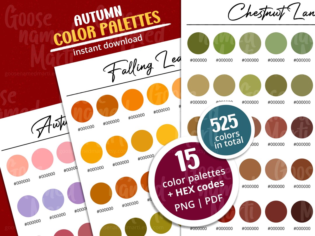 15 Autumn Color Palettes: Fall Color Combinations and HEX Codes (PDF ...