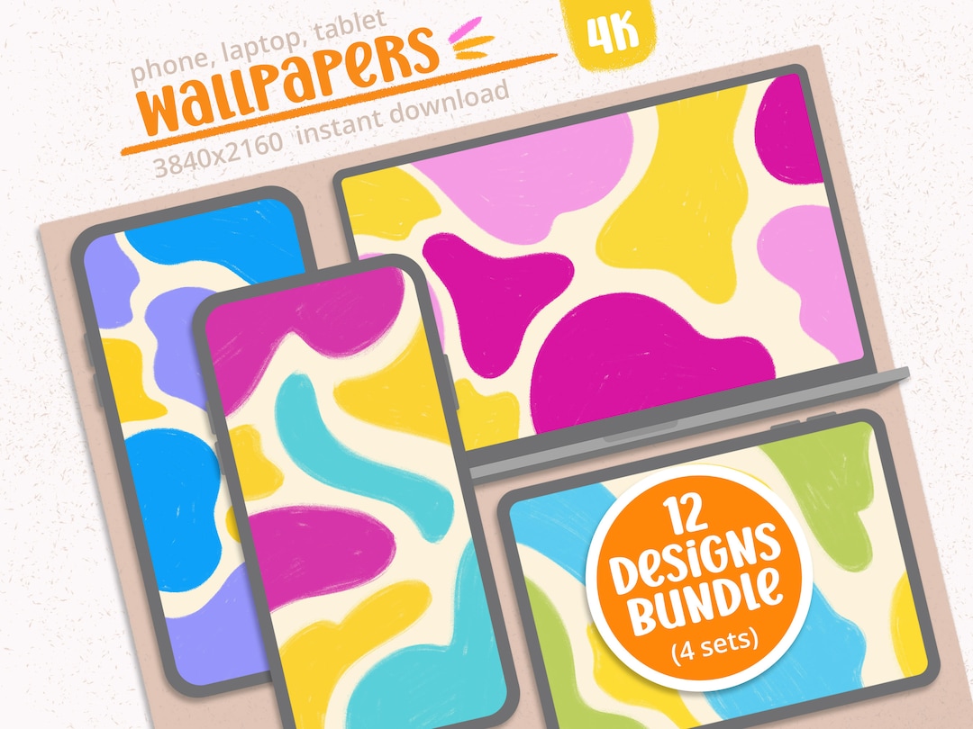 Abstract 4K Wallpaper Bundle: Colorful Blob Shapes (digital Download ...