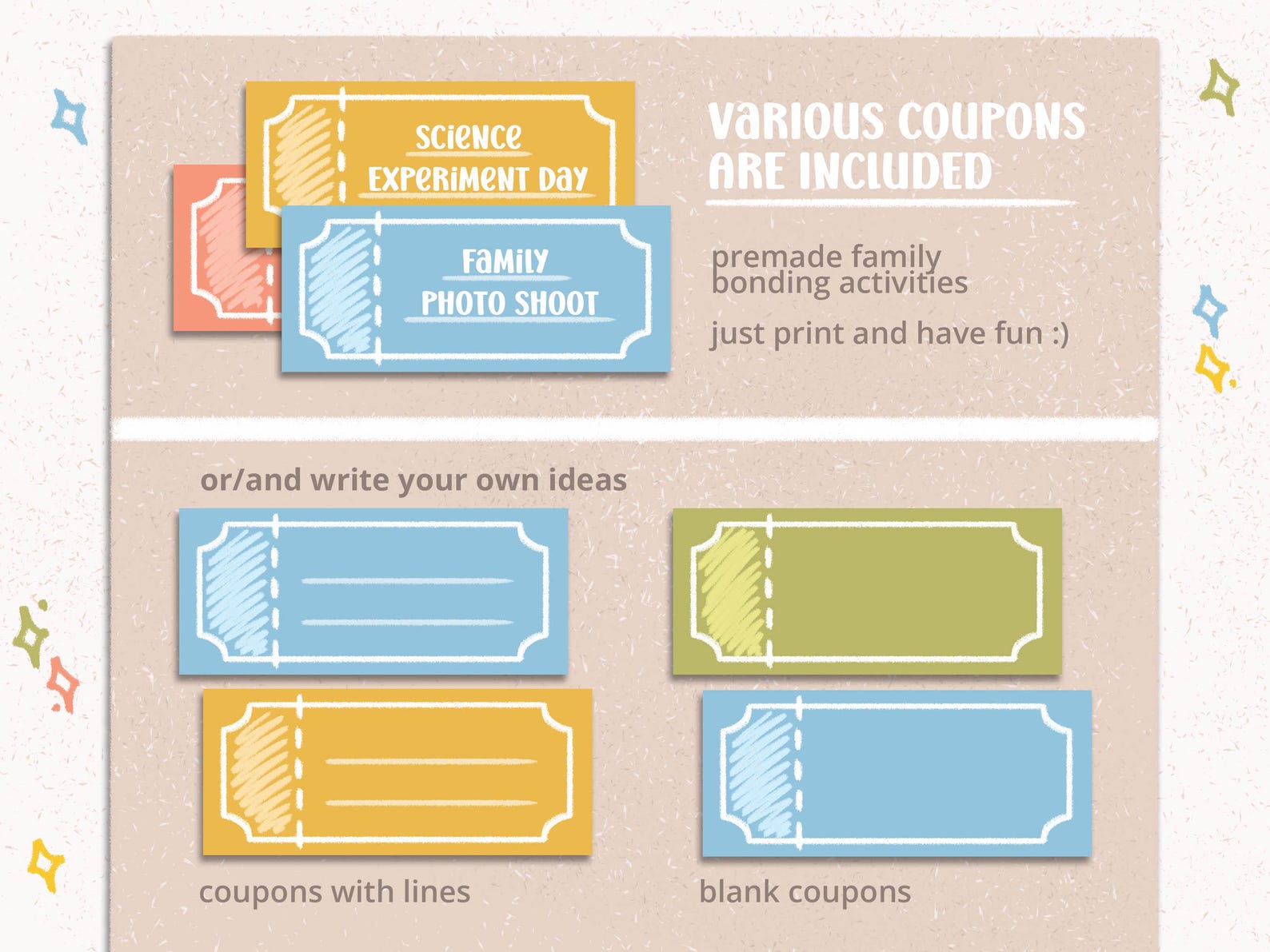 Printable Coupon Book for Family | Family Bonding Activities | Family ...