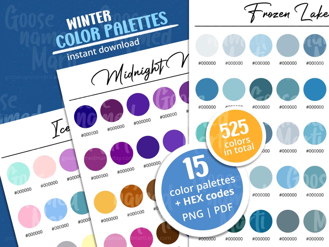 Seasonal Winter Color Palettes, Various Color Schemes, Color Chart, HEX ...